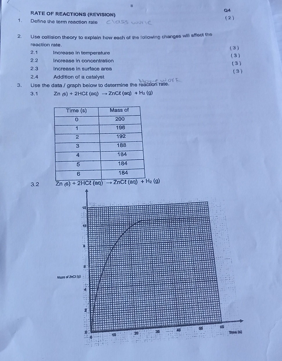 1. Define the term reaction rate 2. Use | StudyX