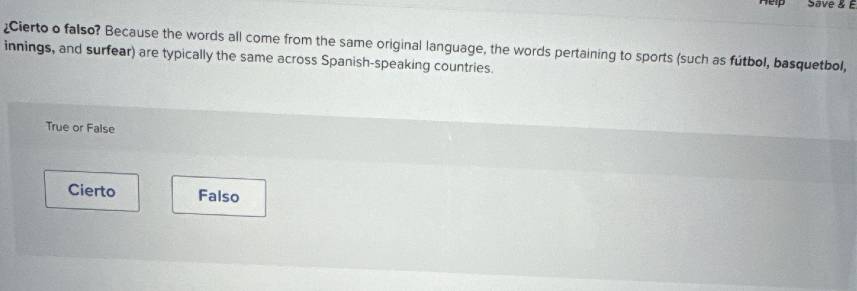 ¿Cierto o falso? Because the words all come | StudyX