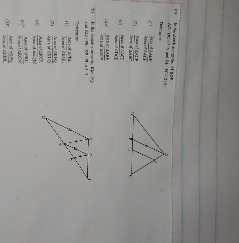 (a) In the sketch alongside, AF || DE. AD : | StudyX