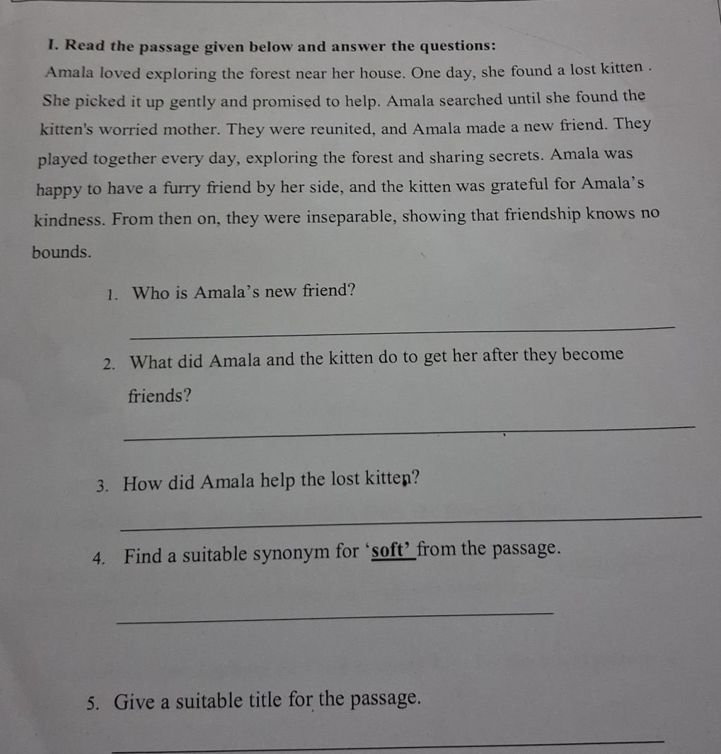 I. Read the passage given below and answer | StudyX