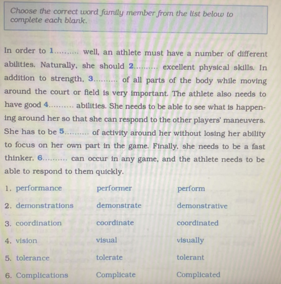 Choose the correct word family member from | StudyX