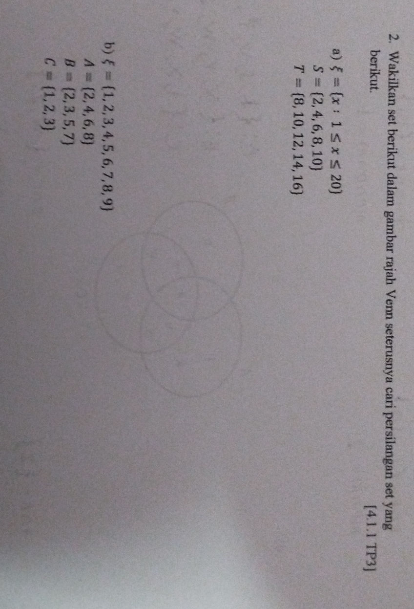 2. Wakilkan set berikut dalam gambar rajah | StudyX