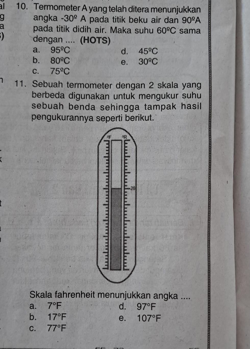 10. Termometer A yang telah ditera | StudyX