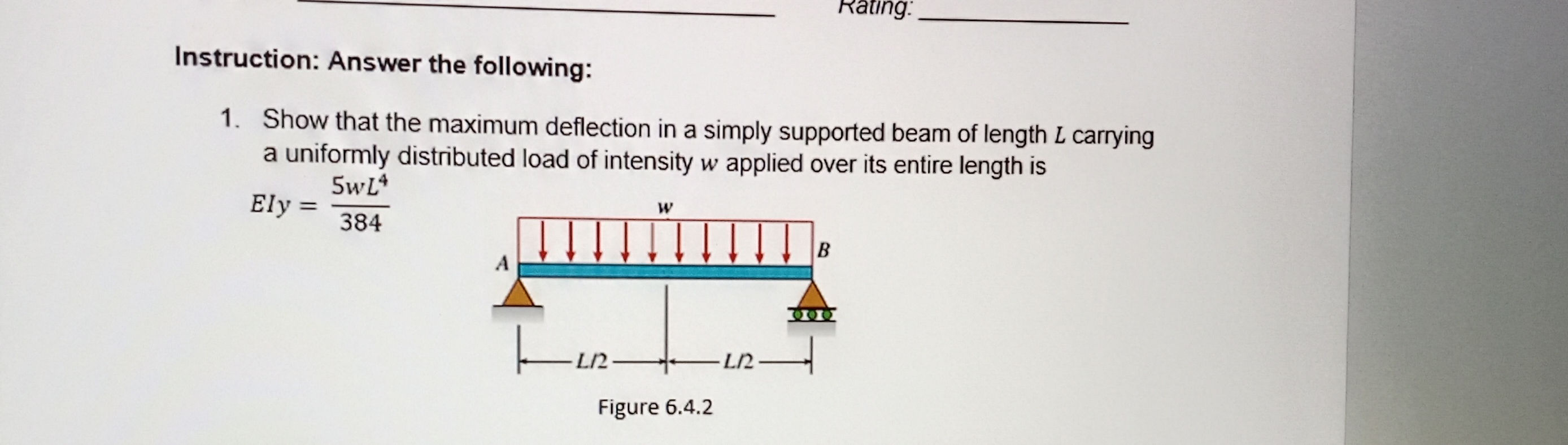 1. Show that the maximum deflection in a | StudyX