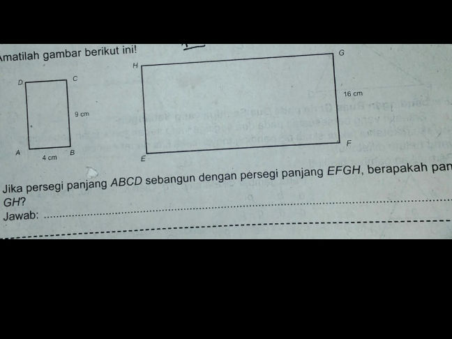 Jika persegi panjang ABCD sebangun dengan | StudyX