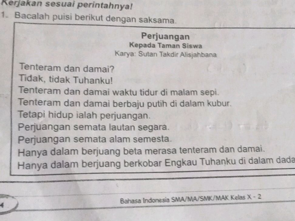 1. Bacalah puisi berikut dengan saksama. | StudyX