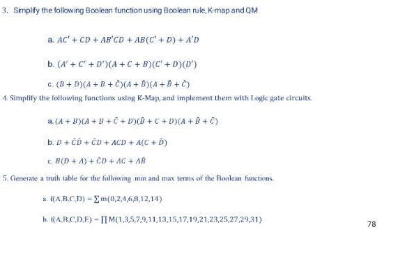3. Simplify the following Boolean function | StudyX