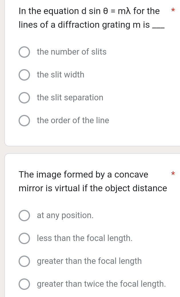 In the equation $d ext{ sin } = m $ for | StudyX