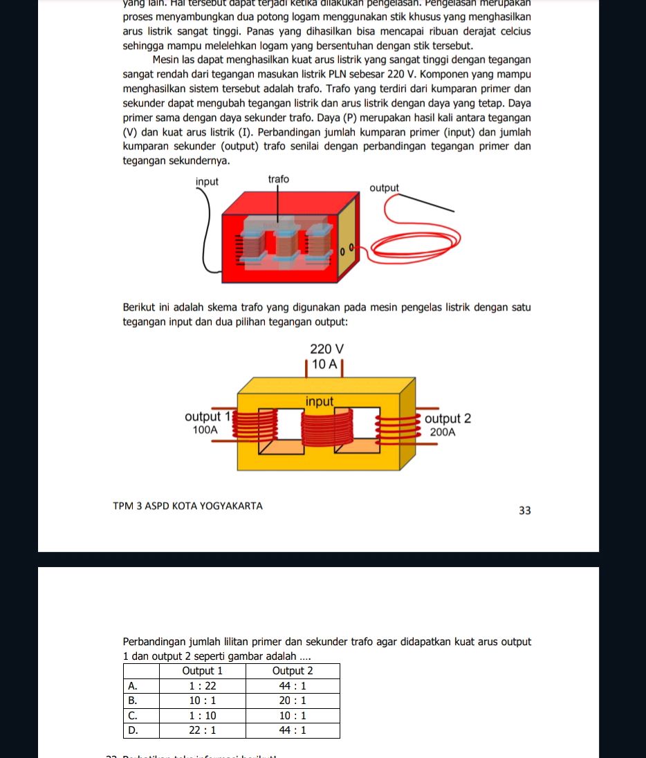 Perbandingan jumlah lilitan primer dan | StudyX