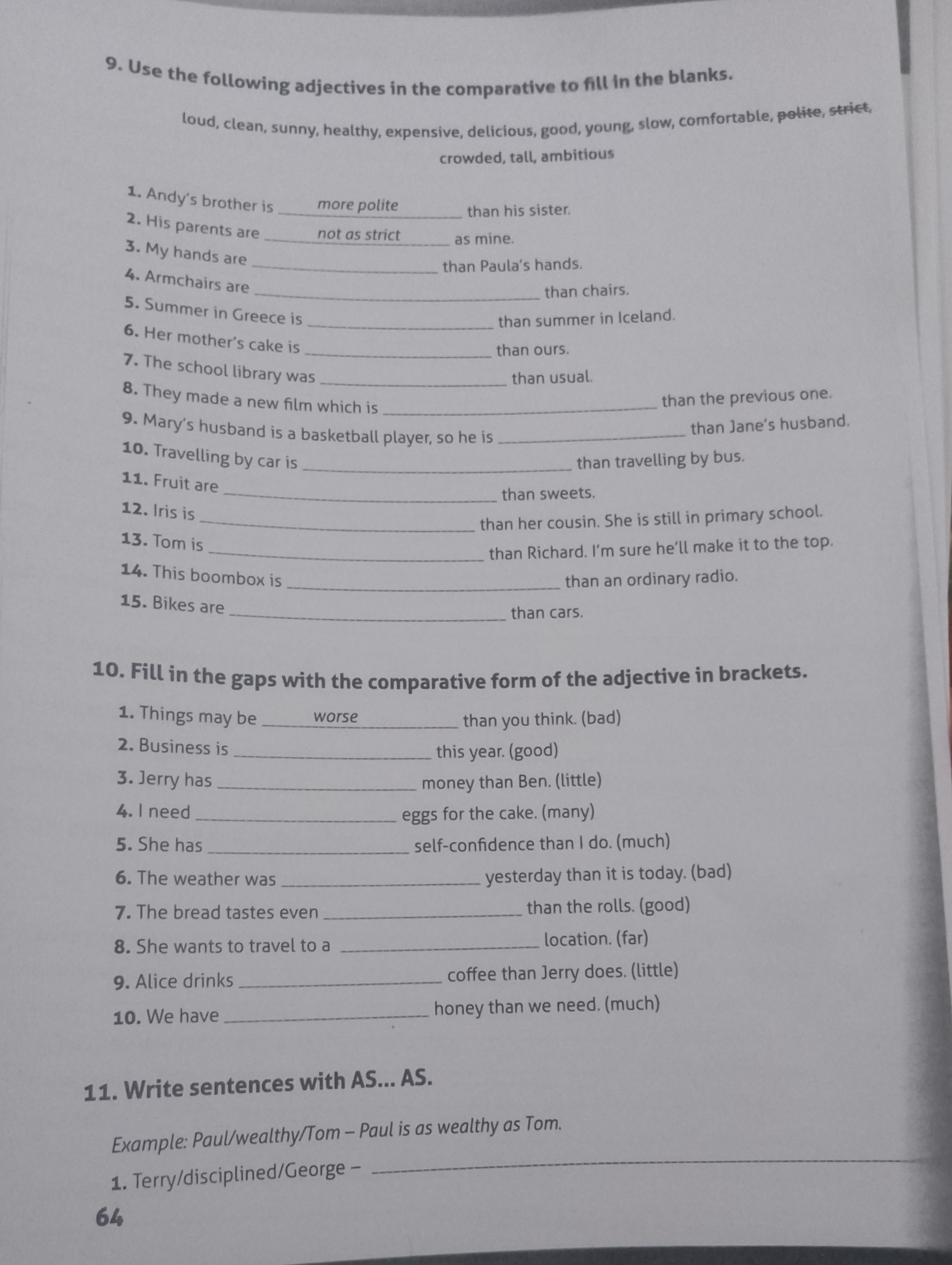 9. Use the following adjectives in the | StudyX