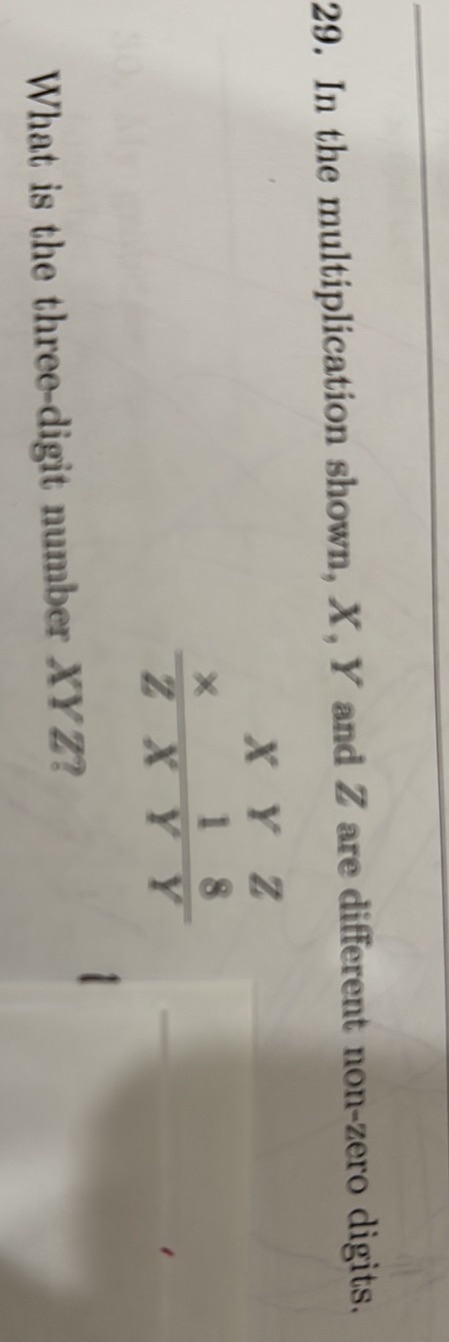 29. In the multiplication shown, X, Y and Z | StudyX