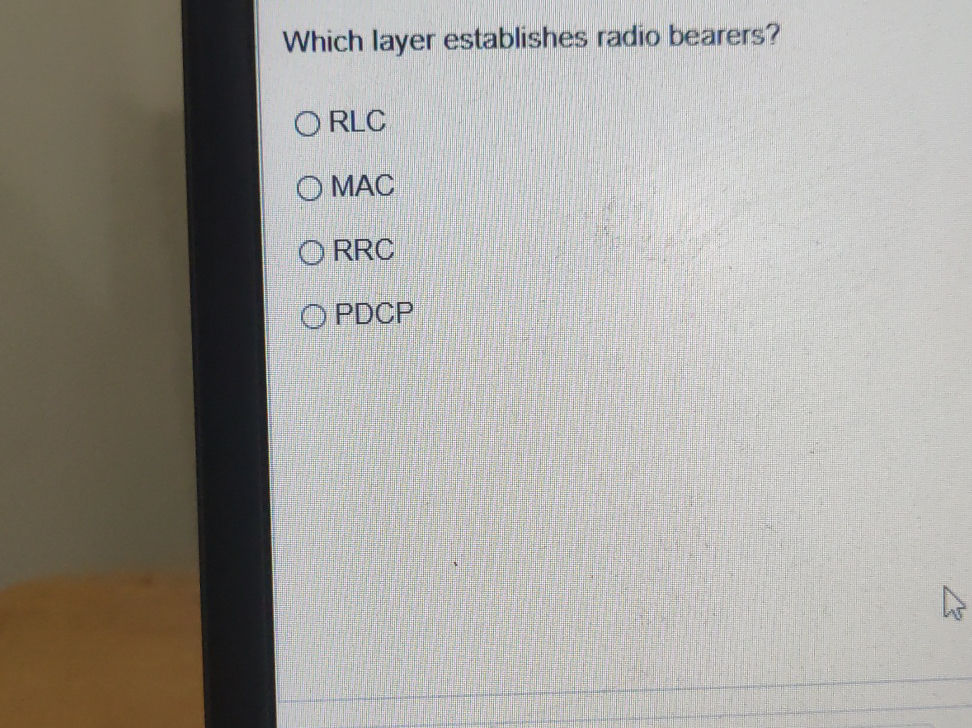Which layer establishes radio bearers? O | StudyX