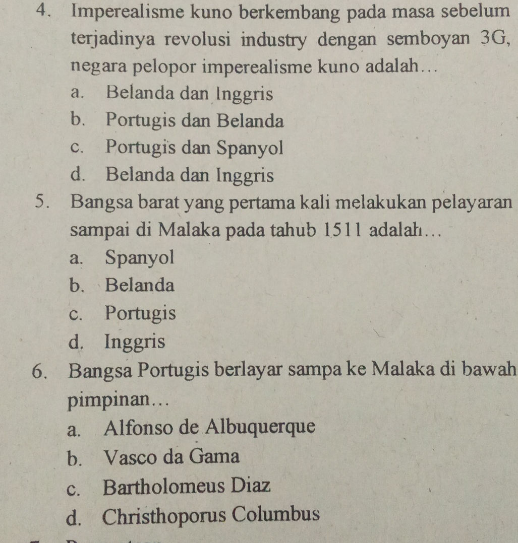 4. Imperealisme kuno berkembang pada masa | StudyX