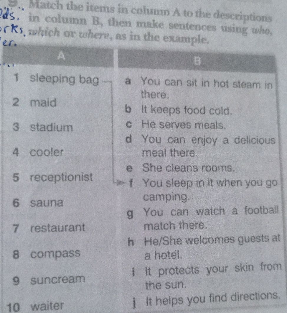 Match the items in column A to the | StudyX