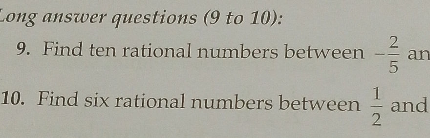 9. Find ten rational numbers between $- | StudyX