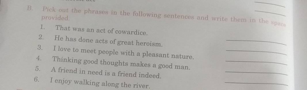 B. Pick out the phrases in the following | StudyX