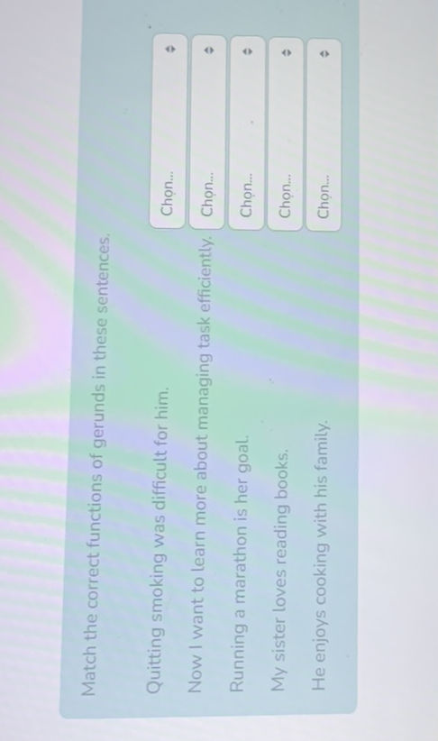 Match the correct functions of gerunds in | StudyX