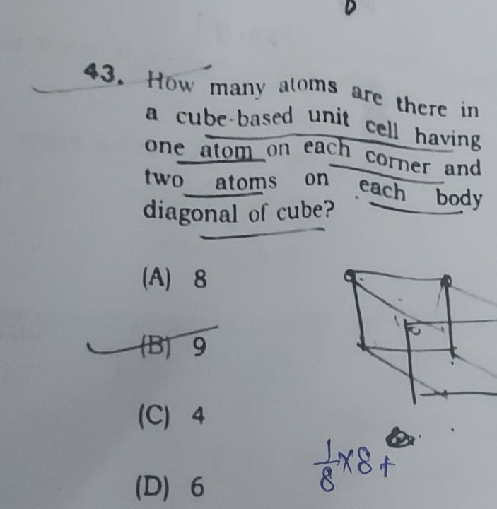 43. How many atoms are there in a cube-based | StudyX