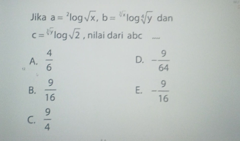 Jika $a = ^2 ext{log} {x}$, $b = | StudyX