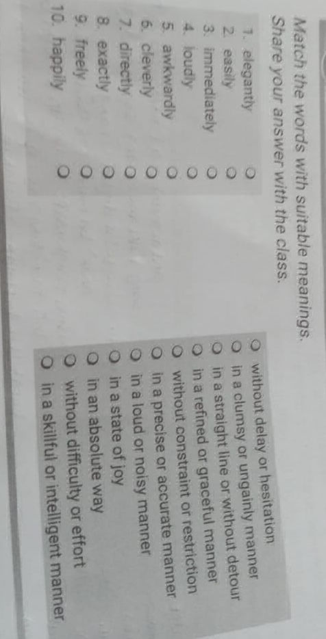 Match the words with suitable meanings. | StudyX