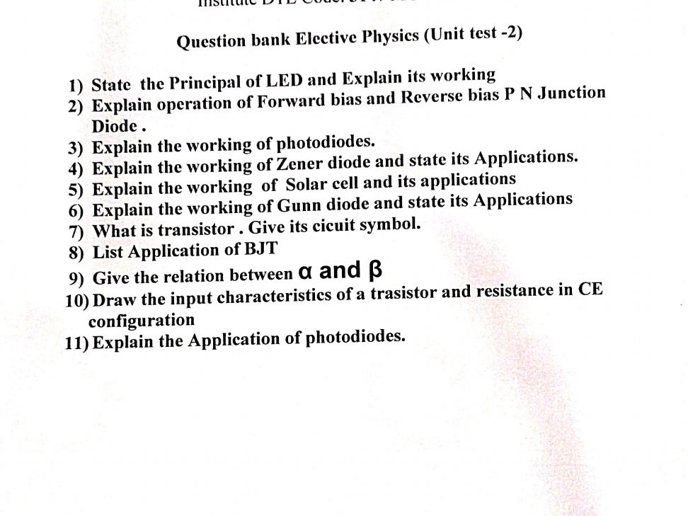 1) State the Principal of LED and Explain | StudyX