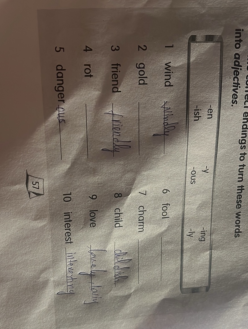 conect endings to turn these words into | StudyX