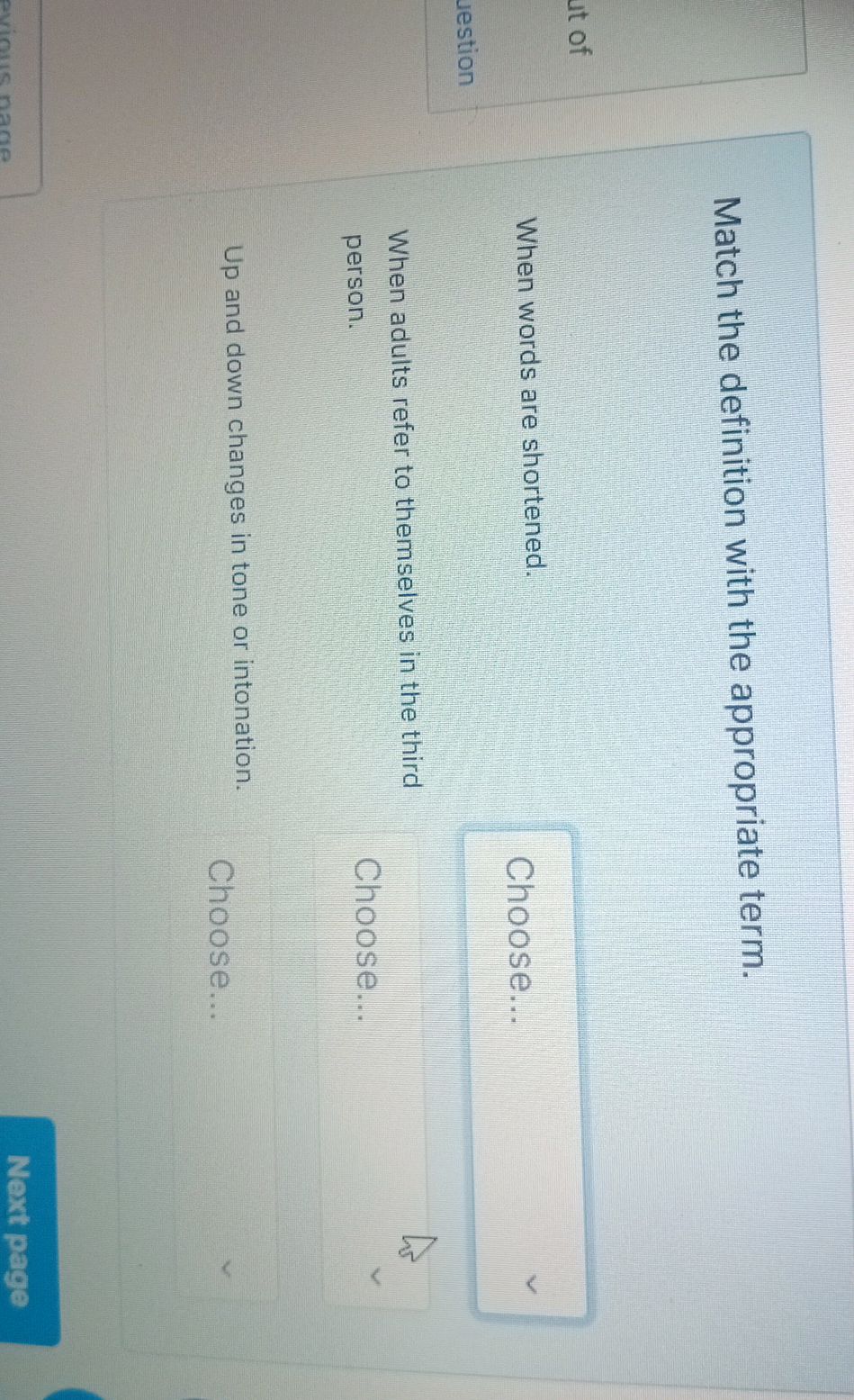 Match the definition with the appropriate | StudyX