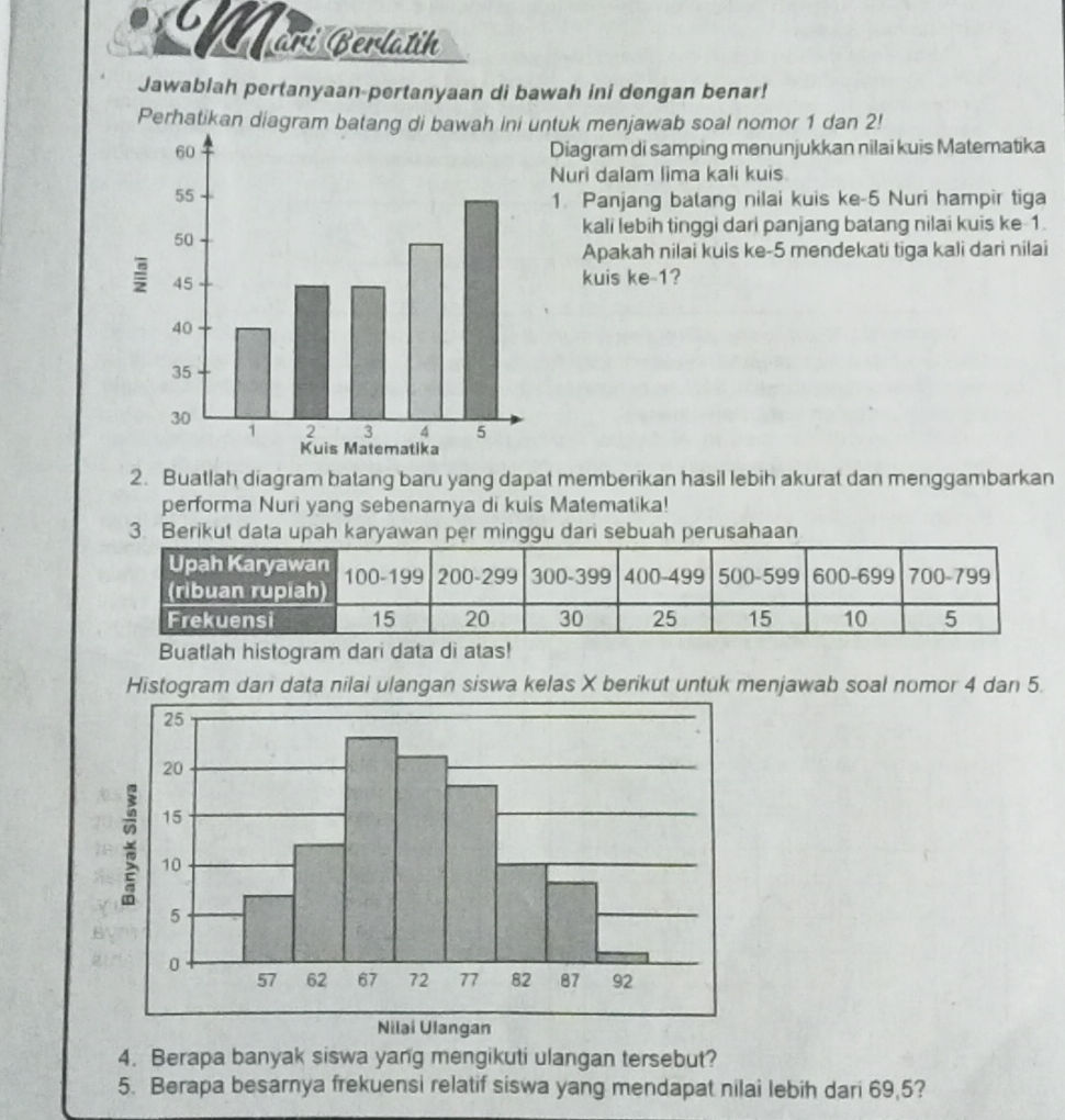 1. Panjang batang nilai kuis ke-5 Nuri | StudyX