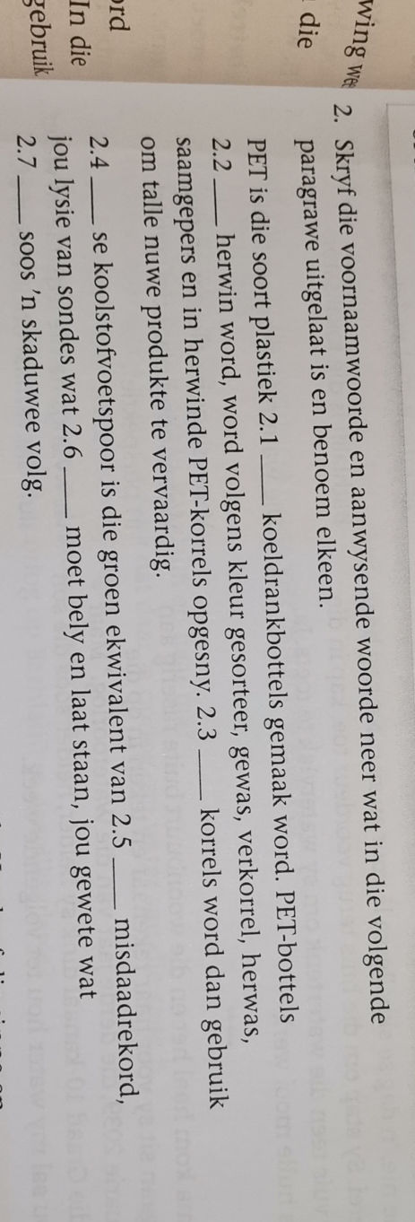 2. Skryf die voornaamwoorde en aanwysende | StudyX