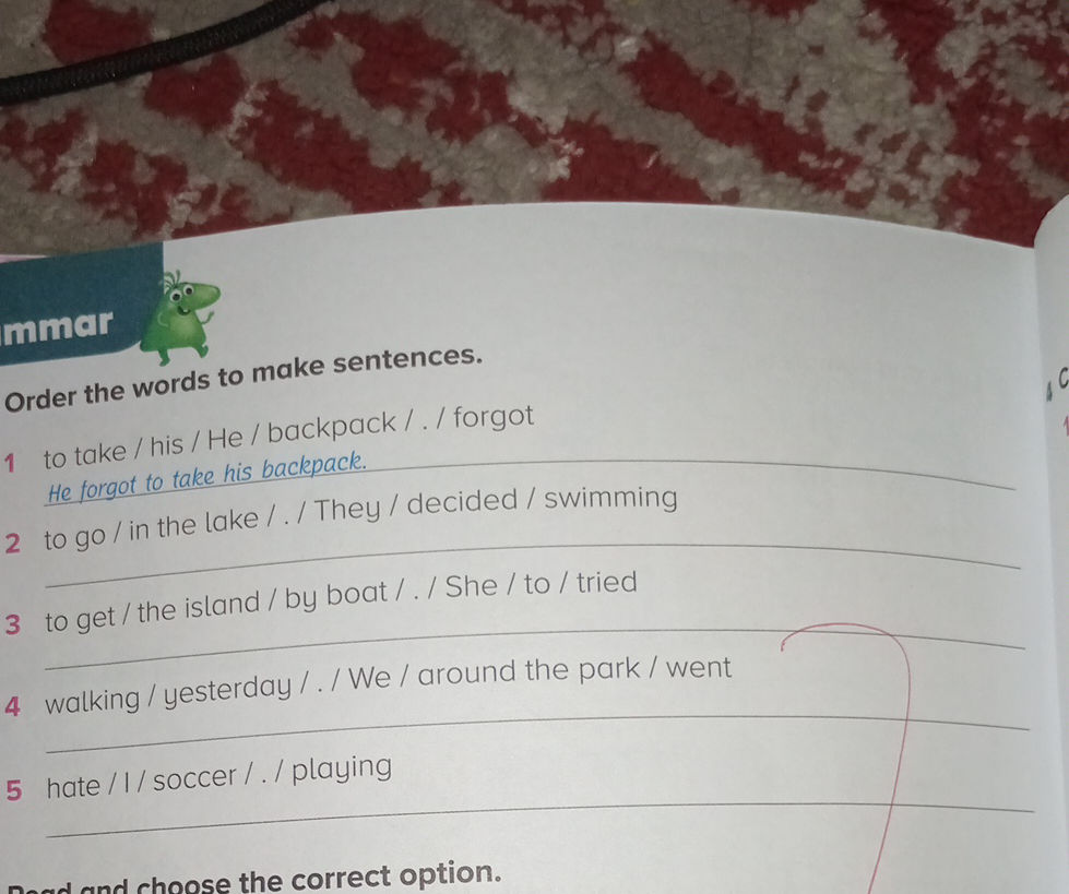 Order the words to make sentences. 1 to | StudyX