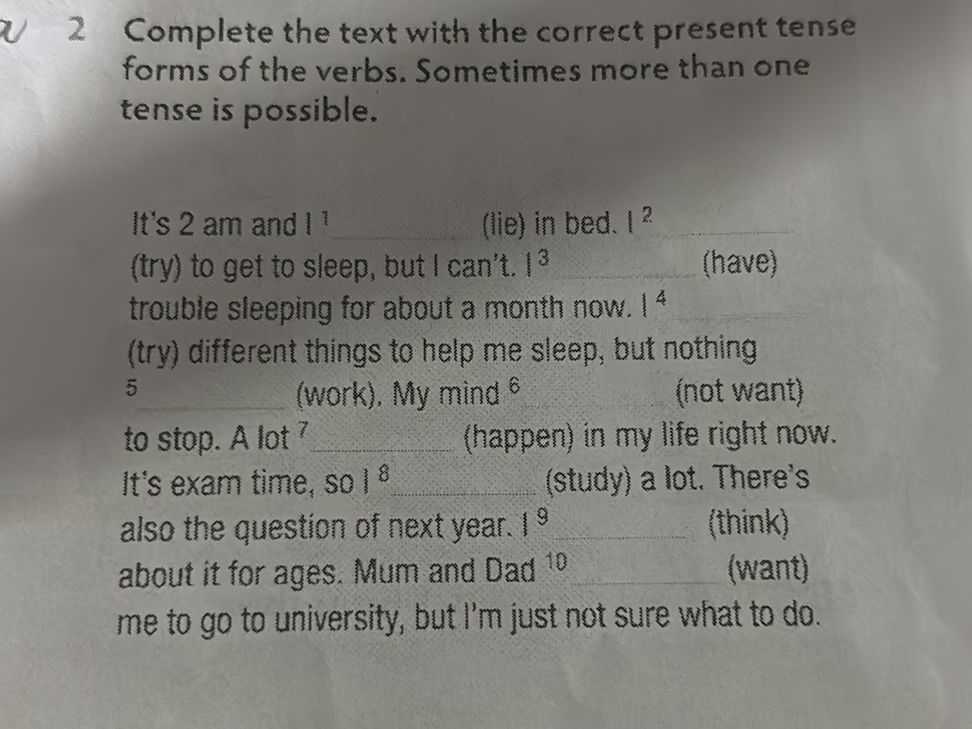 2 Complete the text with the correct present | StudyX