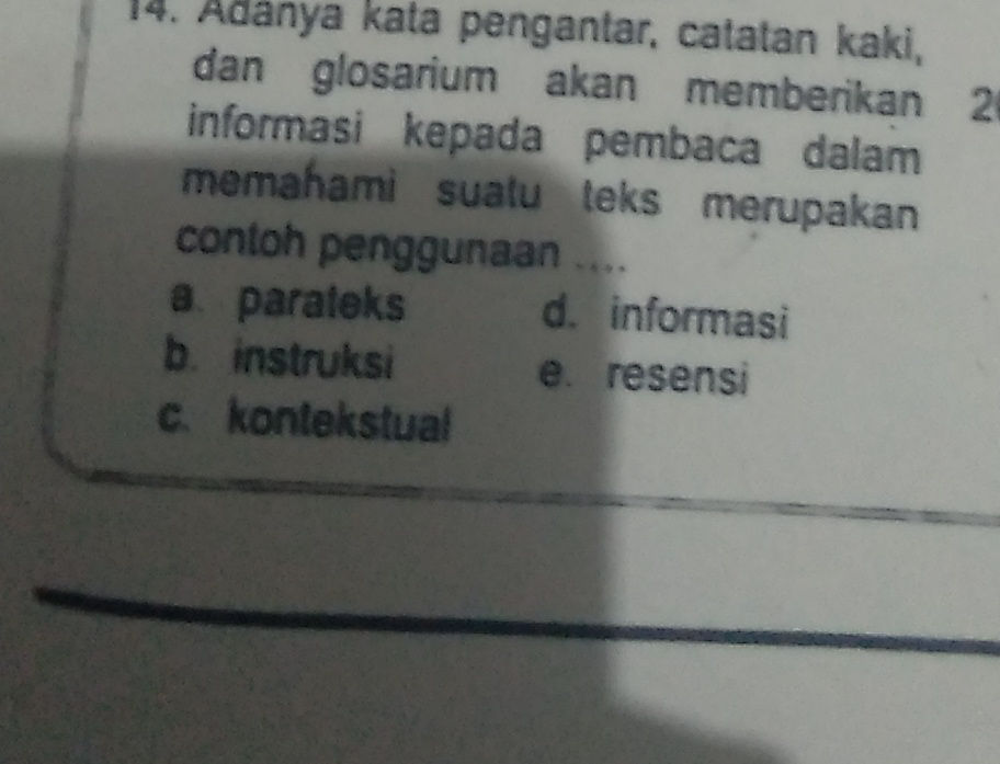 14. Adanya kata pengantar, catatan kaki, dan | StudyX