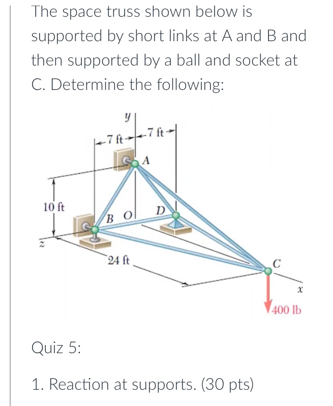 The space truss shown below is supported by | StudyX