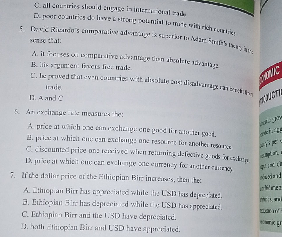5. David Ricardo's comparative advantage is | StudyX