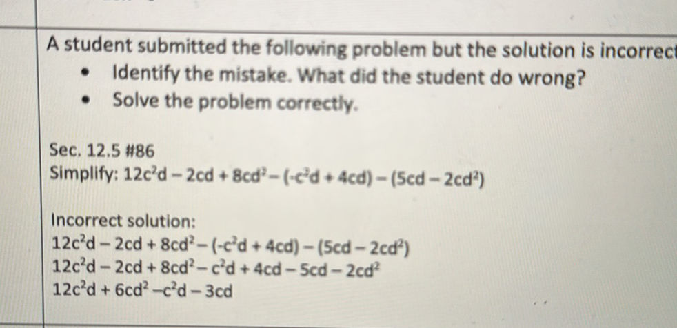 Identify the mistake. What did the student | StudyX