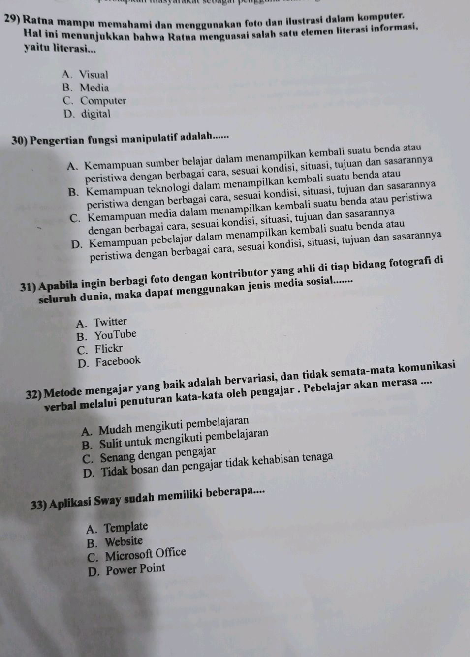 29) Ratna mampu memahami dan menggunakan | StudyX