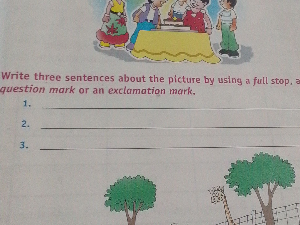 Write three sentences about the picture by | StudyX