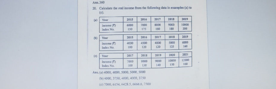 20. Calculate the real income from the | StudyX