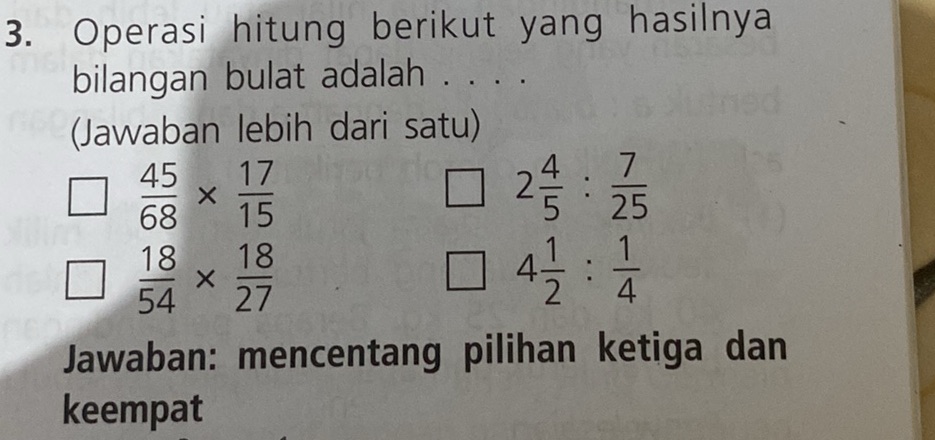 3. Operasi hitung berikut yang hasilnya | StudyX