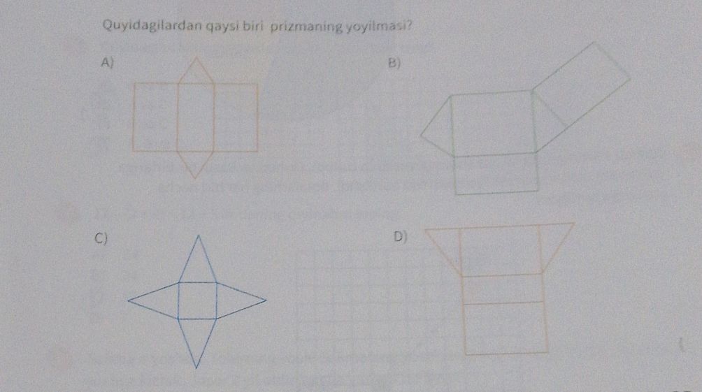 Quyidagilardan qaysi biri prizmaning | StudyX