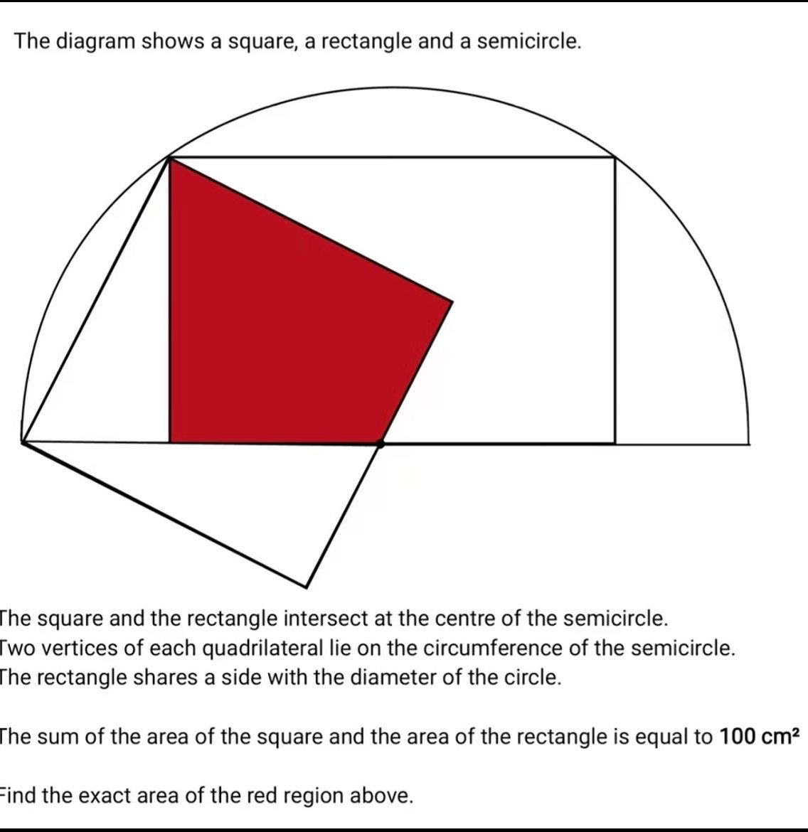 The diagram shows a square, a rectangle and | StudyX