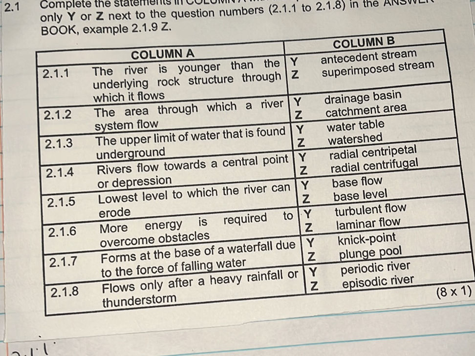 Complete the statements in COLUMN A with | StudyX