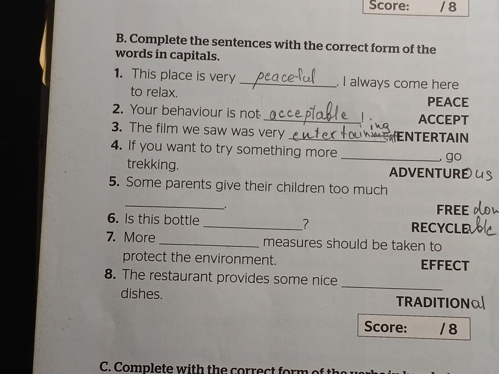 B. Complete the sentences with the correct | StudyX