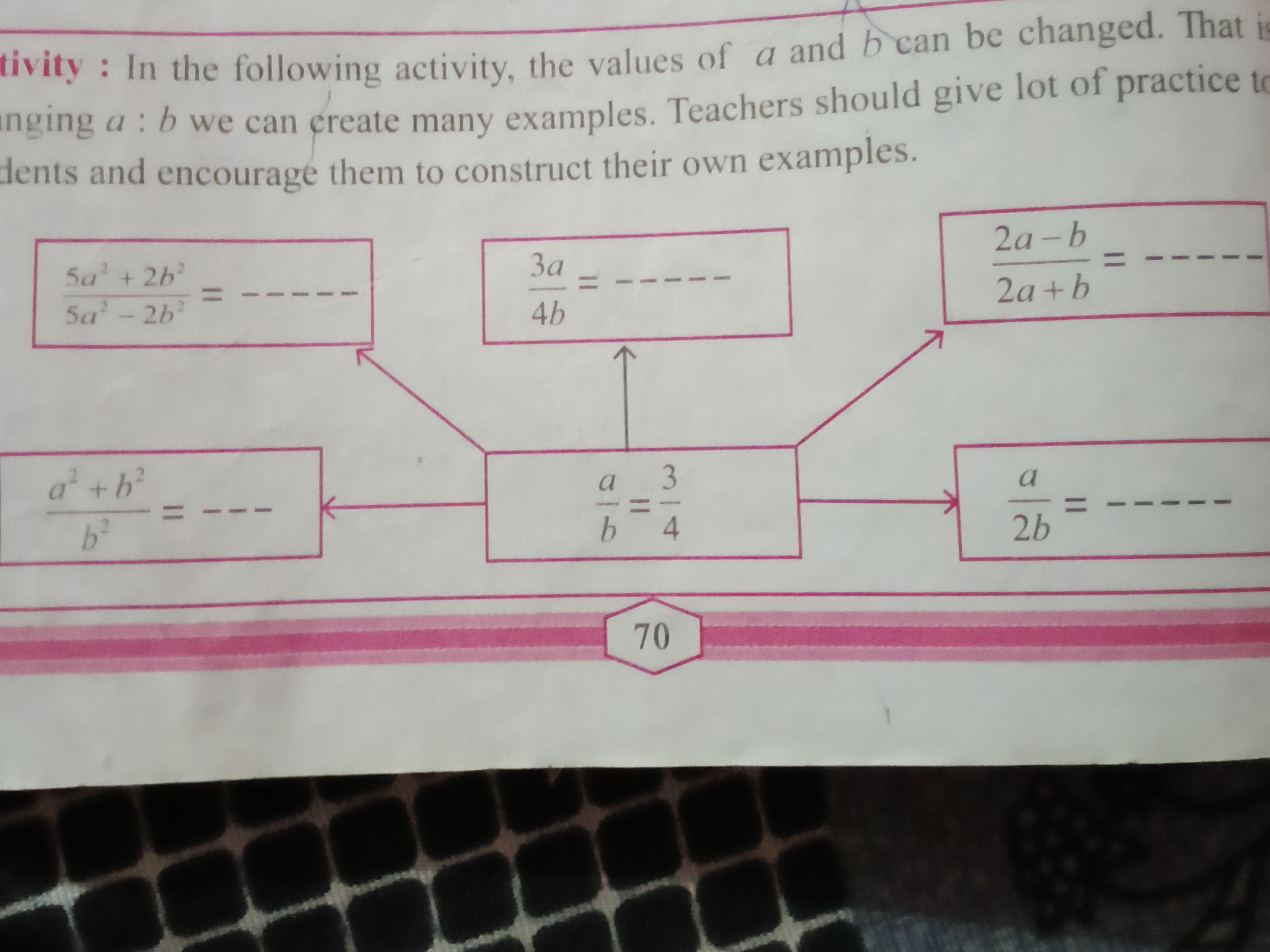 $ {5a^2 + 2b^2}{5a^2 - 2b^2} = {-----}$ $