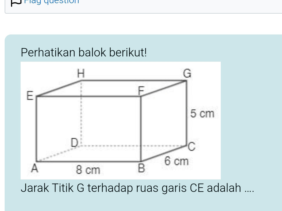 Perhatikan balok berikut! Jarak Titik G | StudyX