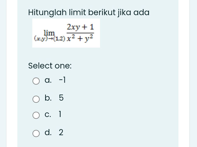 Hitunglah limit berikut jika ada $_{(x,y) | StudyX