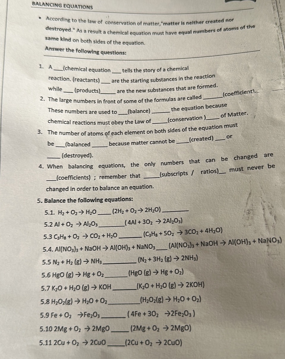 1. A ____ (chemical equation ____ tells the | StudyX