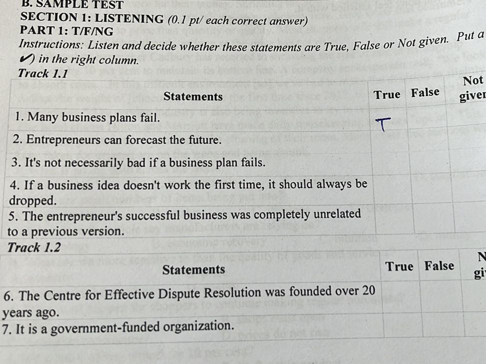 Instructions: Listen and decide whether | StudyX