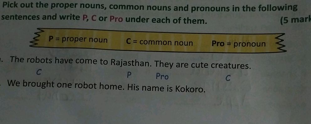 Pick out the proper nouns, common nouns and | StudyX