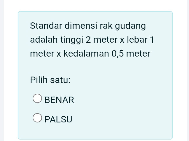Standar dimensi rak gudang adalah tinggi 2 | StudyX